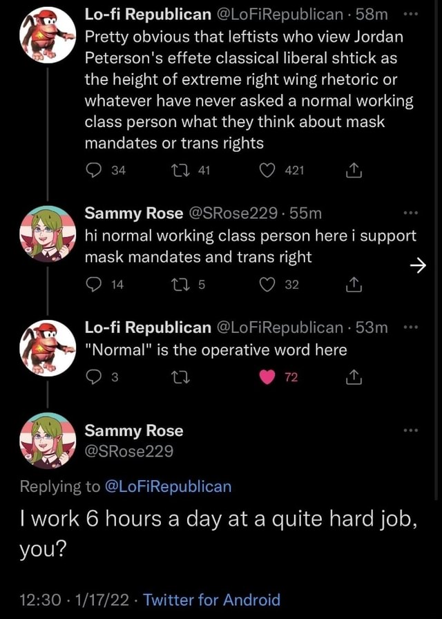 Lo-fi Republican @LoFiRepublican - Pretty obvious that leftists who ...