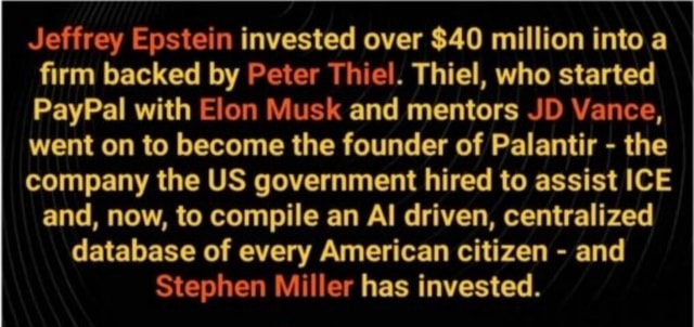 Jeffrey Epstein invested over $40 million into a firm backed by Peter ...