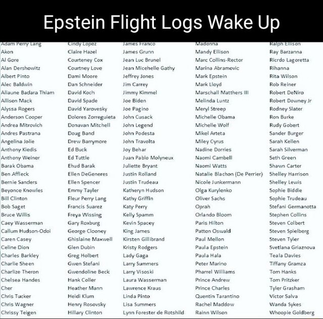 Epstein Flight Logs Wake Up Pery Al Gore Alan Dershowitz Albert Pinto ...