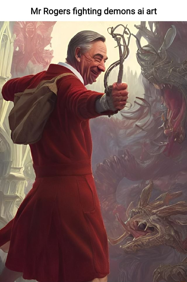 Mr Rogers fighting demons ai art - iFunny