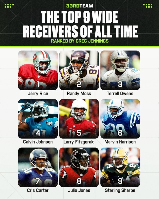TEAM THE TOP 9 WIDE REGEIVERS OF ALL TIME RANKED BY GREG JENNINGS Jerry ...