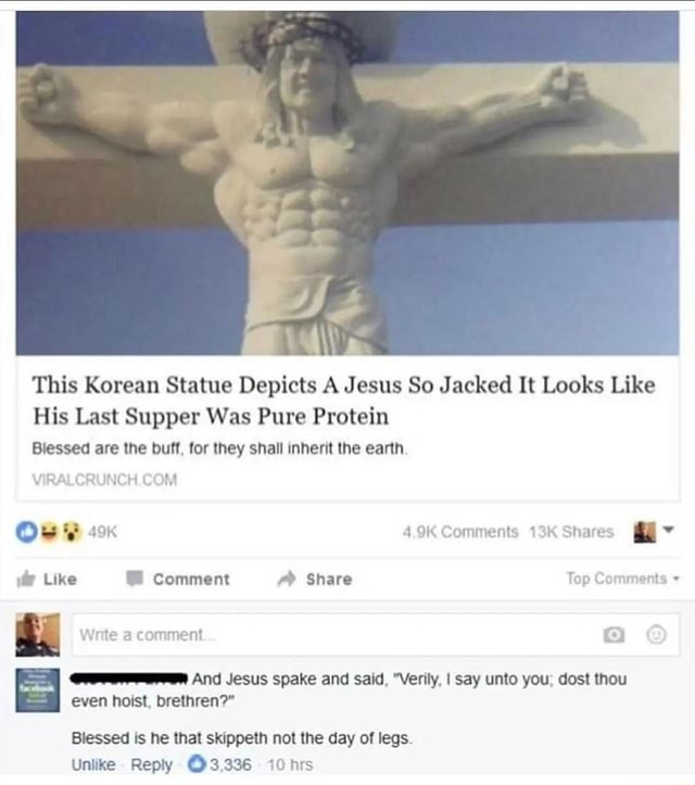 This Korean Statue Depicts A Jesus So Jacked It Looks Like His Last ...