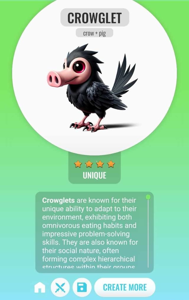 CROWGL crow pig UNIQUE Crowglets are known for their unique ability to ...