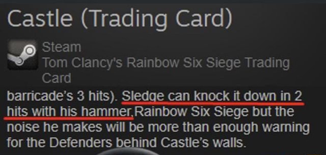 Castle (Trading Card) MA Steam Tom Clancy's Rainbow Six Siege Trading ...