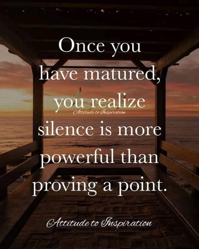 Once you ave matured, you realize silence is more powerful than proving ...