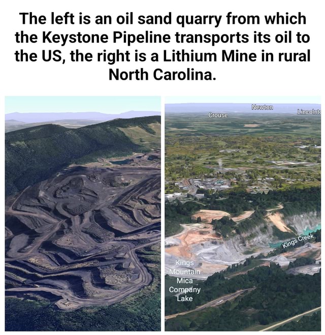 The left is an oil sand quarry from which the Keystone Pipeline ...
