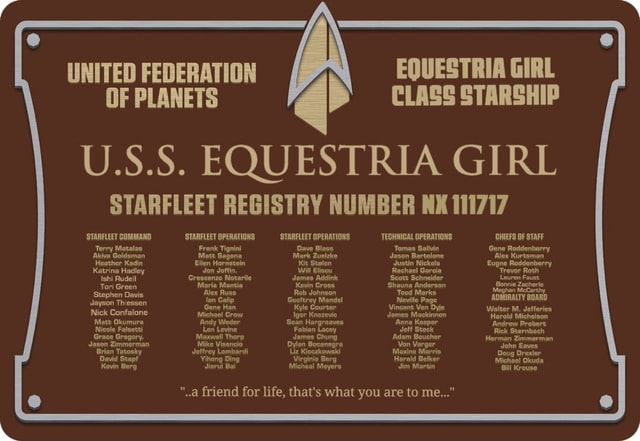 UNITED FEDERATION OF PLANETS EQUESTRIA GIRL CLASS STARSHIP U.S.S ...