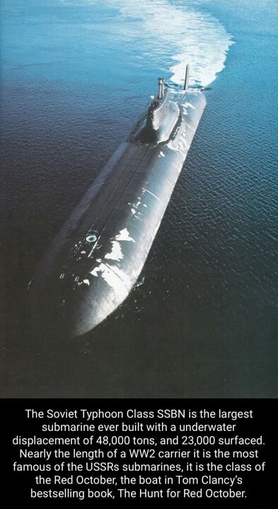 The Soviet Typhoon Class SSBN is the largest submarine ever built with ...