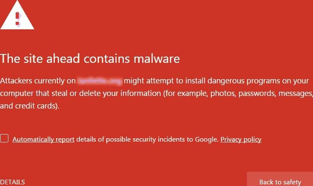 The site ahead contains malware Attackers currently on might attempt to ...