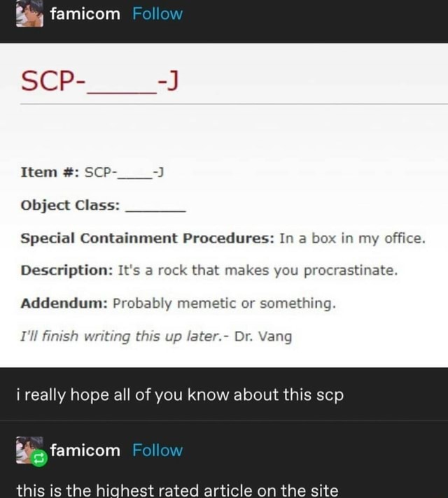 Famicom SCP- Item SEP-__ Object Class: Special Containment Procedures ...