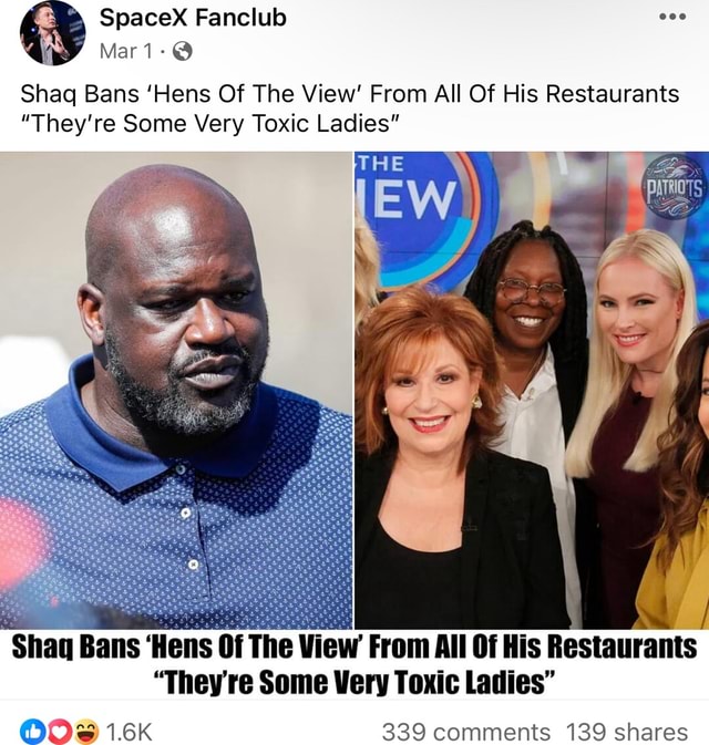 SpaceX Fanclub Mar Shag Bans 'Hens Of The View' From All Of His Restaurants "They're Some Very ...