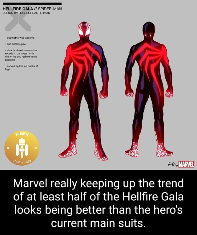 HELLFIRE GALA SPIDER-MAN DESIGN BY RUSSELL DAUTERMAN MARVEL MEN Marvel ...