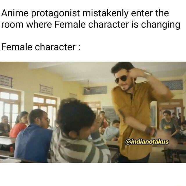 Anime protagonist mistakenly enter the room where Female character is ...