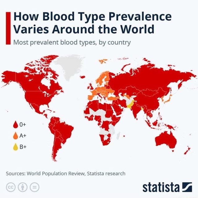 How Blood Type Prevalence Varies Around the World Most prevalent blood ...