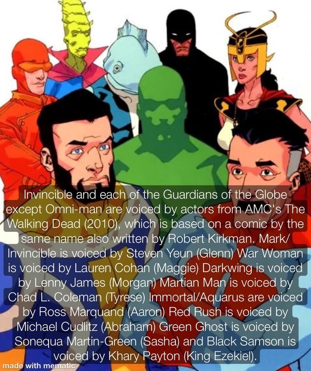 Invincible and each of the Guardians of the Globe except man are voiced ...