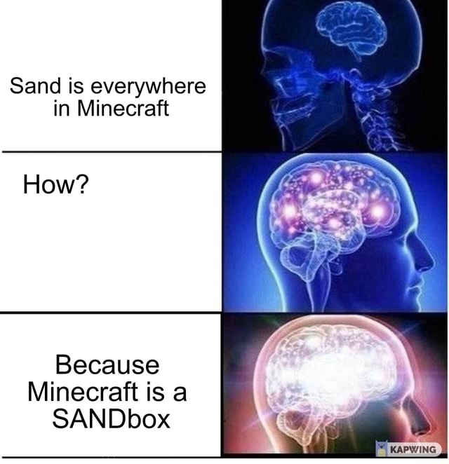 Sand is everywhere in Minecraft How? Because Minecraft is a SANDbox ...