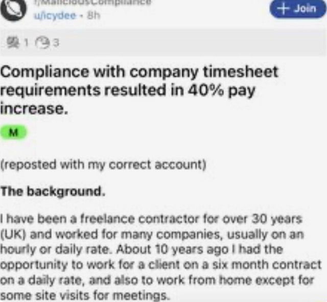 Uficydee Compliance with company timesheet requirements resulted in 40% ...