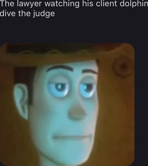 The lawyer watching his client dolphin dive the judge - iFunny