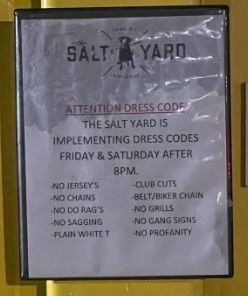 IATTEHITI ORESS coD: THE SALT YARD IS IMPLEMENTING DRESS CODES FRIDAY ...