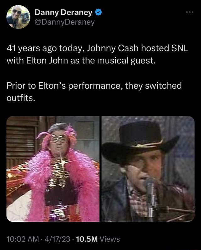 Danny Deraney @DannyDeraney 41 years ago today, Johnny Cash hosted SNL ...
