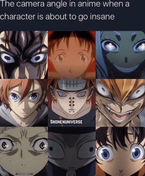 The camera angle in anime when a character is about to go insane Do ...