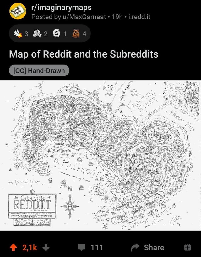 Posted by i.redd.it Bi as Map of Reddit and the Subreddits [OC] Hand ...