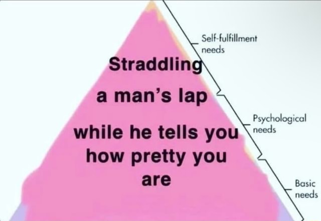 Self-fulfillment Straddling a man's lap Psychological while he tells ...