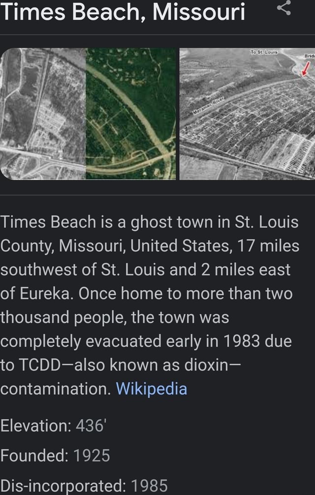 Times Beach, Missouri Times Beach is a ghost town in St. Louis County ...