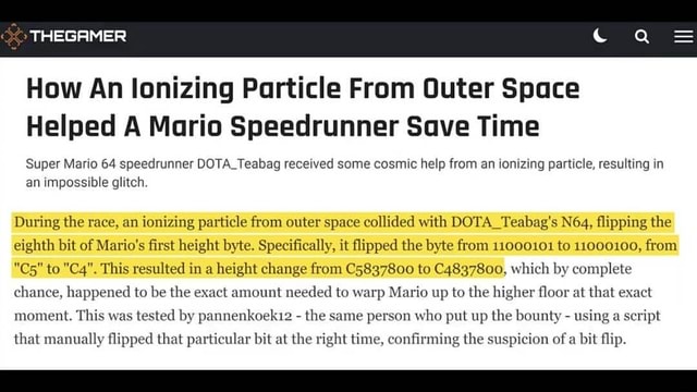 THEGAMER How An lonizing Particle From Outer Space Helped A Mario ...
