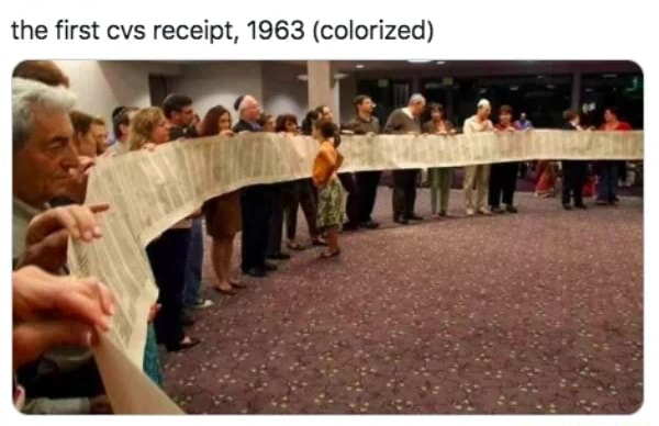 The first cvs receipt, 1963 (colorized) - iFunny