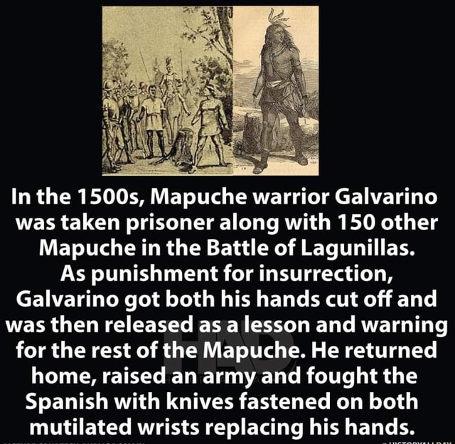 In the 1500s, Mapuche warrior Galvarino was taken prisoner along with ...