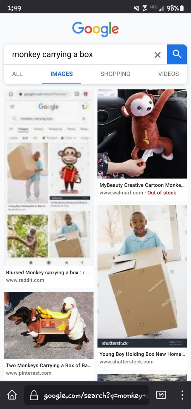 Ll Go gle monkey carrying a box Xx ALL IMAGES SHOPPING VIDEOS e a ...