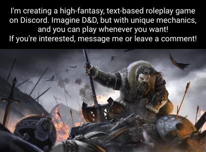 I'm creating a high text-based roleplay game 'on Discord. Imagine but ...