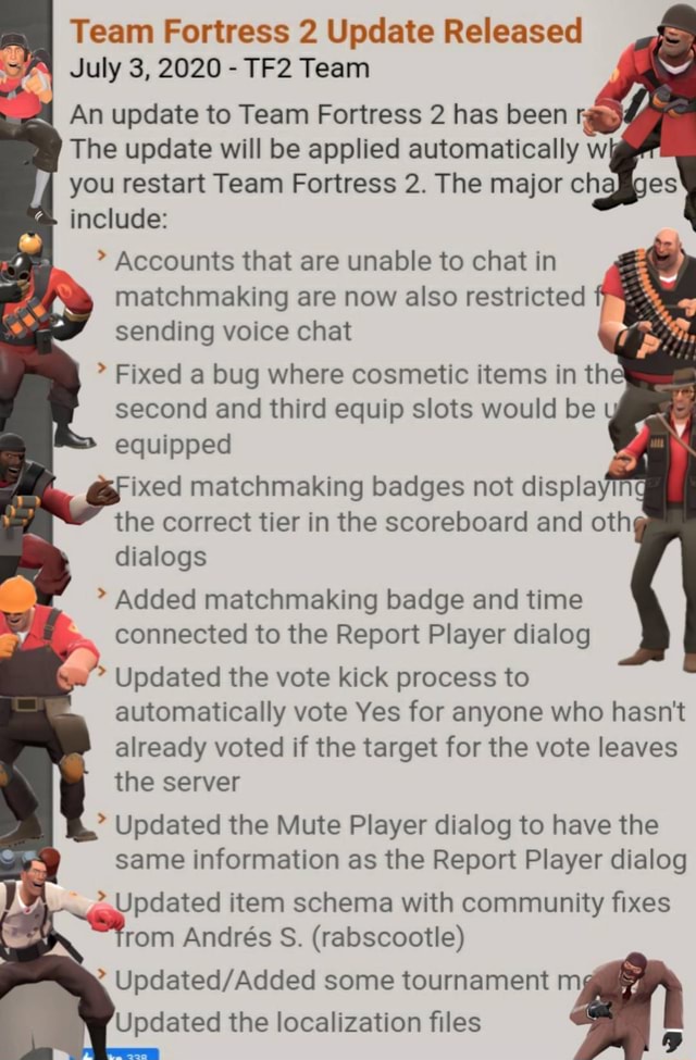 Team Fortress 2 Update Released July 3, 2020 - Team An update to Team ...