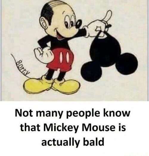 Not many people know that Mickey Mouse is actually bald - iFunny
