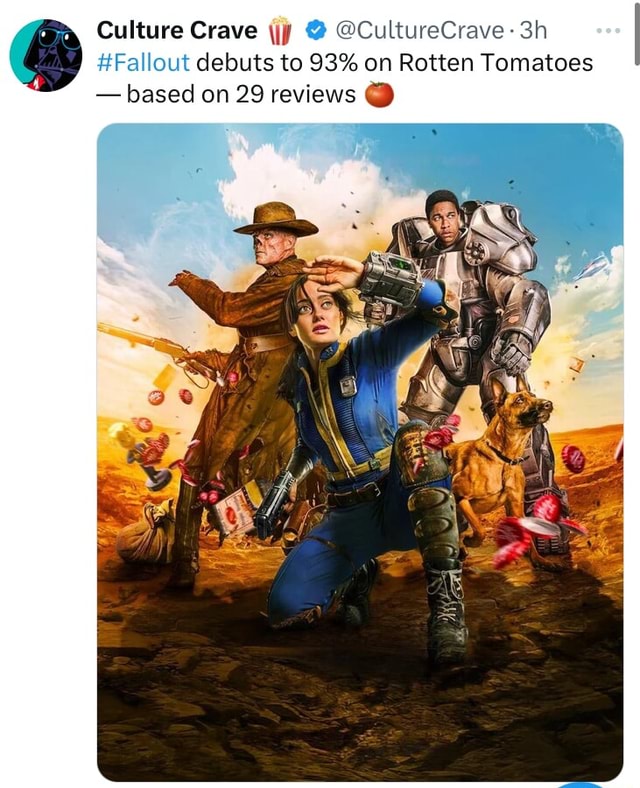 Culture Crave @ @CultureCrave #Fallout debuts to 93% on Rotten Tomatoes ...