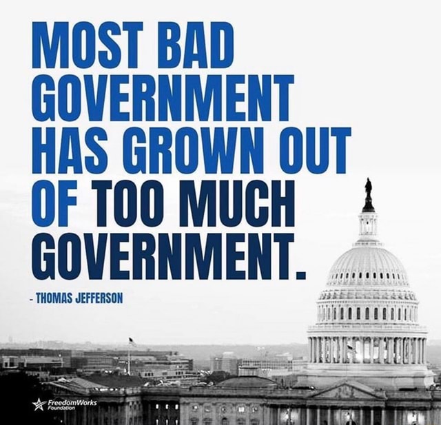 MOST BAD GOVERNMENT HAS GROWN OUT OF TOO MUCH GOVERNMENT. - THOMAS ...