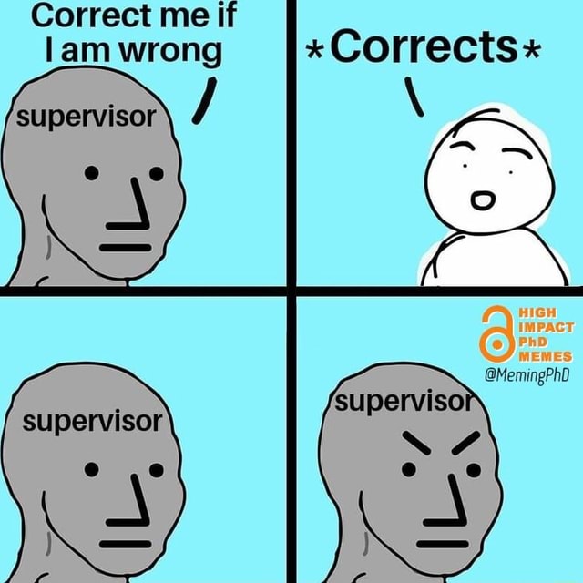 Correct me if lam wrong Corrects / \ HIGH IMPACT PhD MEMES @MemingPhD ...