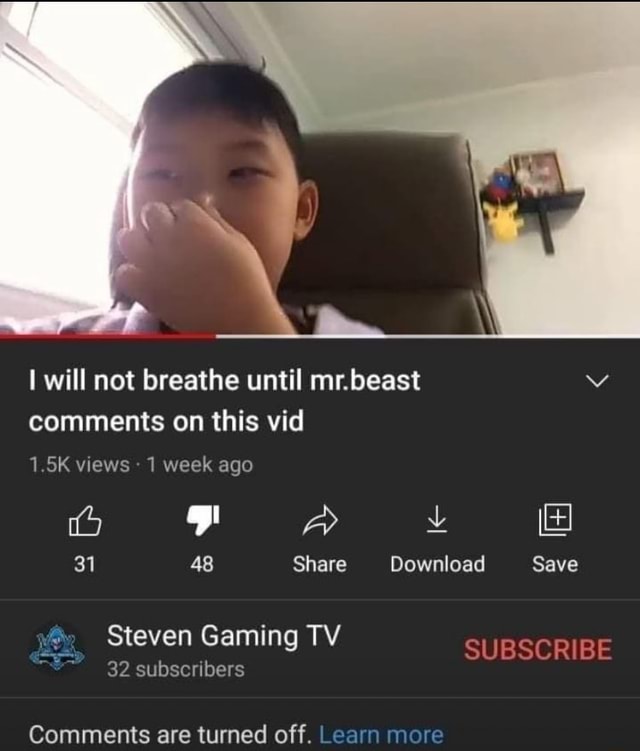 Will not breathe until mr.beast comments on this vid 1.5K views - 1 ...