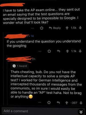 Smart man enlightens us on cheating - have to take the AP exam of they ...