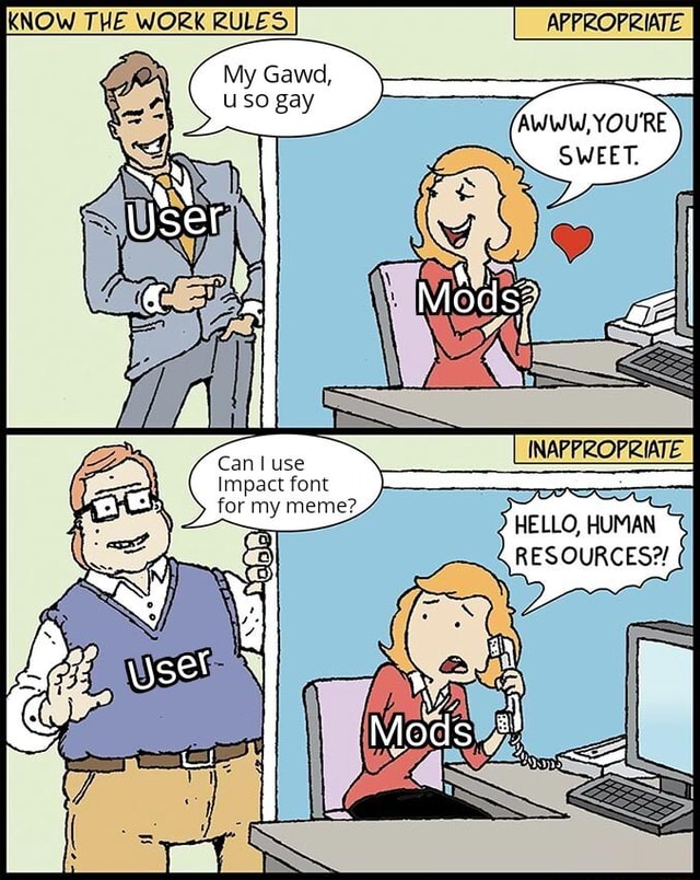 KNOW THE WORK RULES APPROPRIATE My Gawd, - iFunny