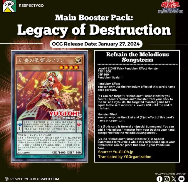 R RESPECTYGO Main Booster Pack: Legacy of Destruction OCG Release Date ...