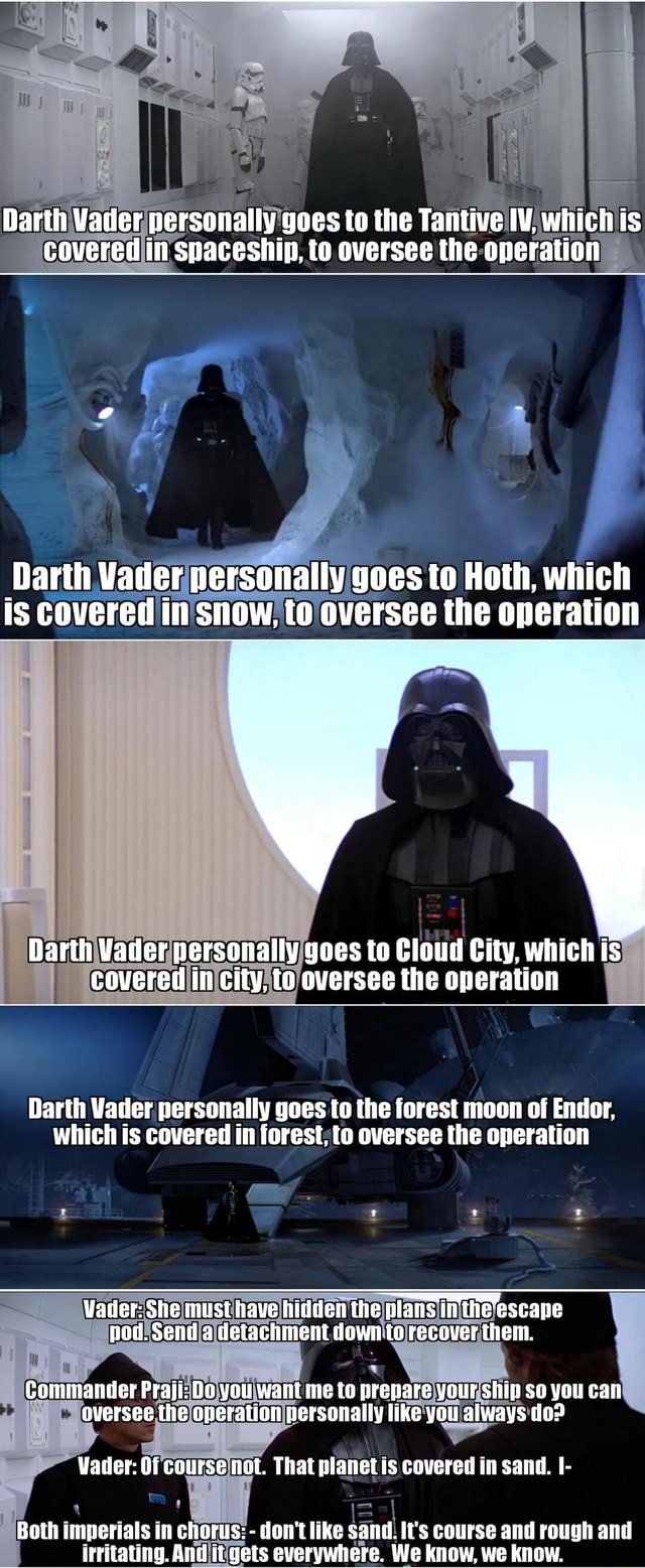 Darth Vader personally goes to the Tantive IV, which is covered in ...