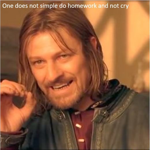 One does not simply do homework and not cry - One does nat simple do ...