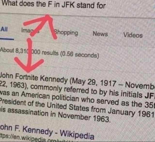 What does the F in JFK stand for All Ae News vn About 8,31 results (0. ...