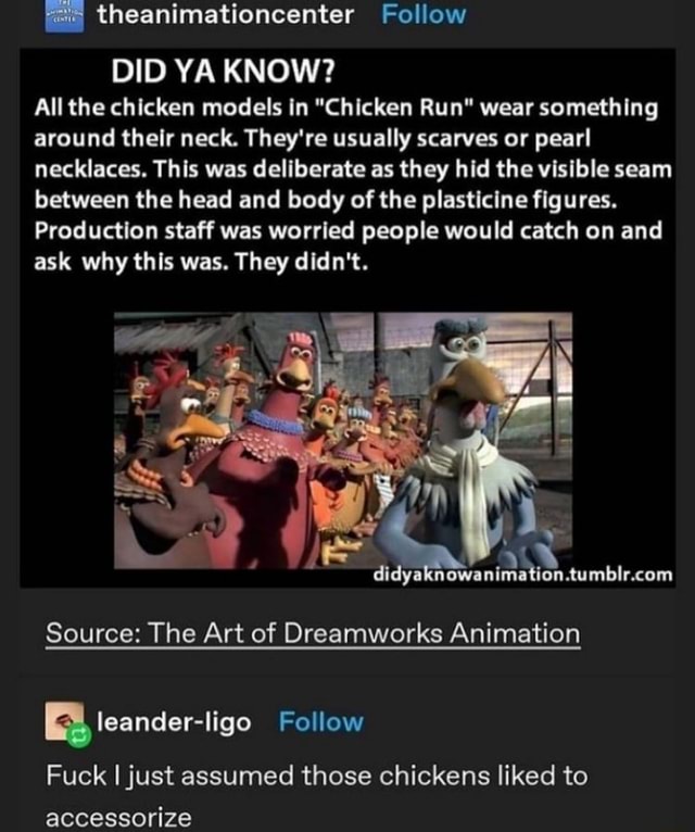 Theanimationcenter Follow DID YA KNOW? All the chicken models in ...