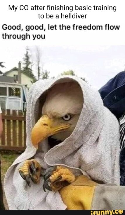 My CO after finishing basic training to be a helldiver Good, good, let ...