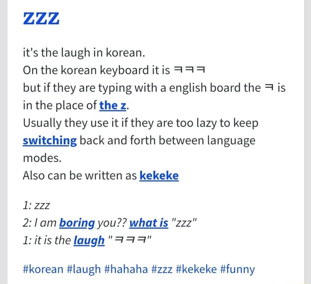 ZZZ it's the laugh in korean. On the korean keyboard itis 433 but if ...