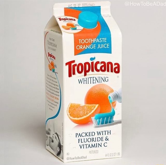 TOOTHPASTE ORANGE JUICE Tropicana WHITENING PACKED WITH FLUORIDE ...