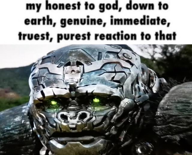 My honest to god, earth, genuine, immediate, truest, purest reaction to ...